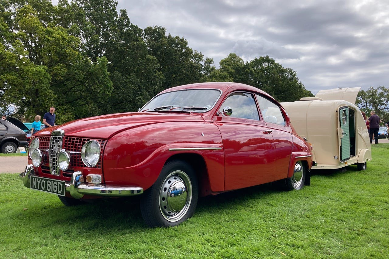 This ’66 Saab tows a tiny teardrop camper - Hagerty Media